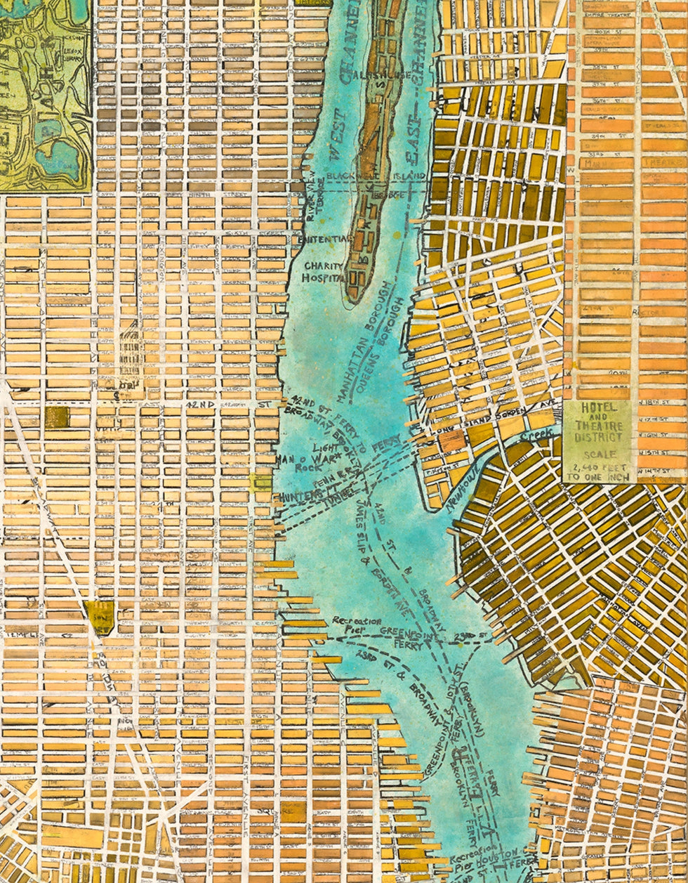 Manhattan Map Giclée on Canvas – Antique Style, Modern Sophistication ...